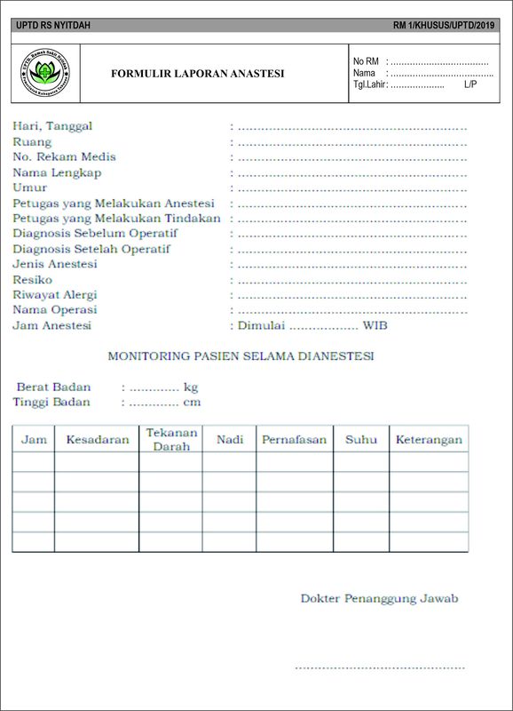 Laporan Anastesi RS SS