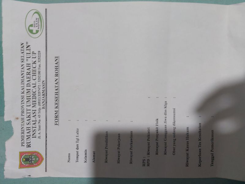 Form Kesehatan Rohani (Buku)