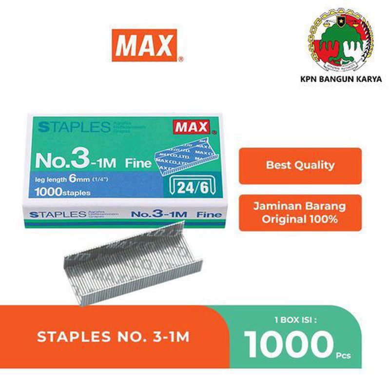 Staples / Isi Klip Clip Max No.3-1M Staples No 3 1 Pak Isi 20 Box