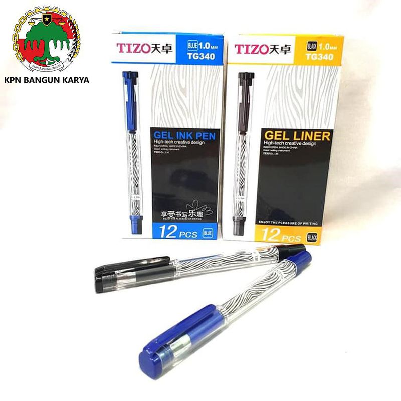 Pulpen Ballpoint Gel Liner Pen Tizo TG340 1,0mm Per Pcs - Hitam