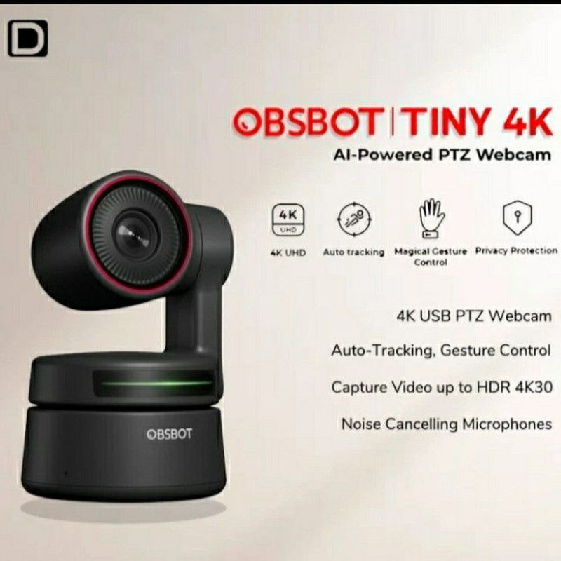 OBSBOT TINY 4K AI PTZ WEBCAM