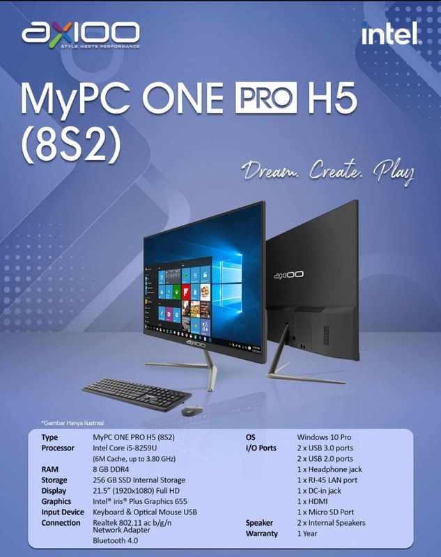 PC AIO CORE I5 AXIOO MyPC ONE PRO H5 (8S2)