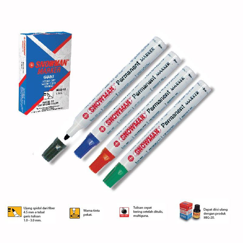 Spidol Permanent Snowman - Hitam