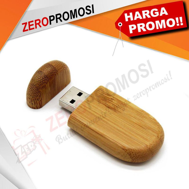 Custom USB Flashdisk Kayu Oval FDWD02 Real Capacity