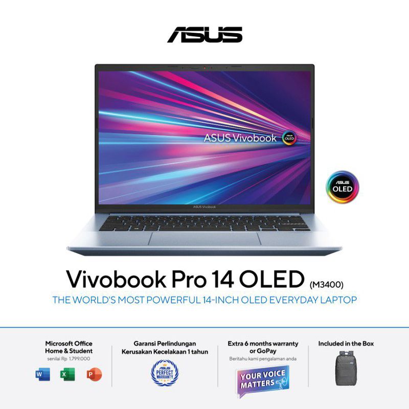 ASUS Vivobook Pro 14 OLED M3400QA-OLEDS752 - Solar Silver/Cosmos Blue