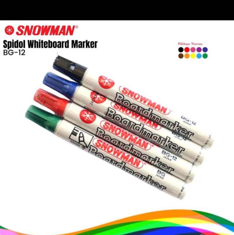 Spidol Whiteboard Marker Snowman BG-12 - Hitam