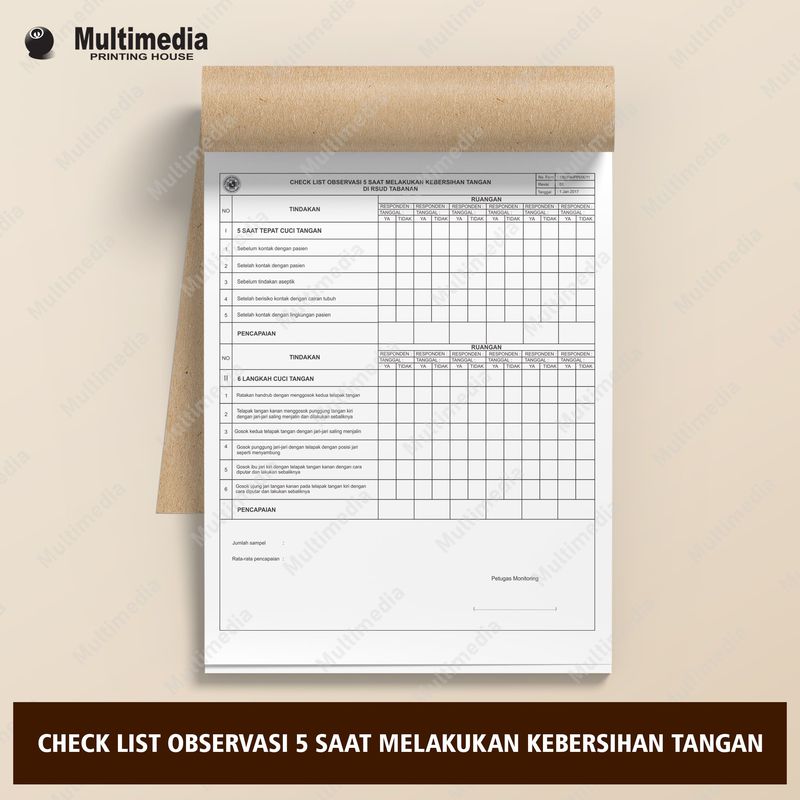 Blangko Checklist observasi 5 Saat Melakukan Kebersihan Tangan