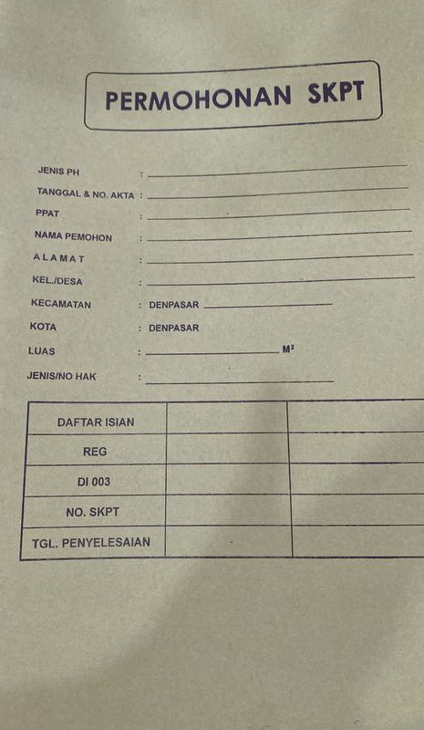 Map Permohonan SKPT BPN KOTA DENPASAR