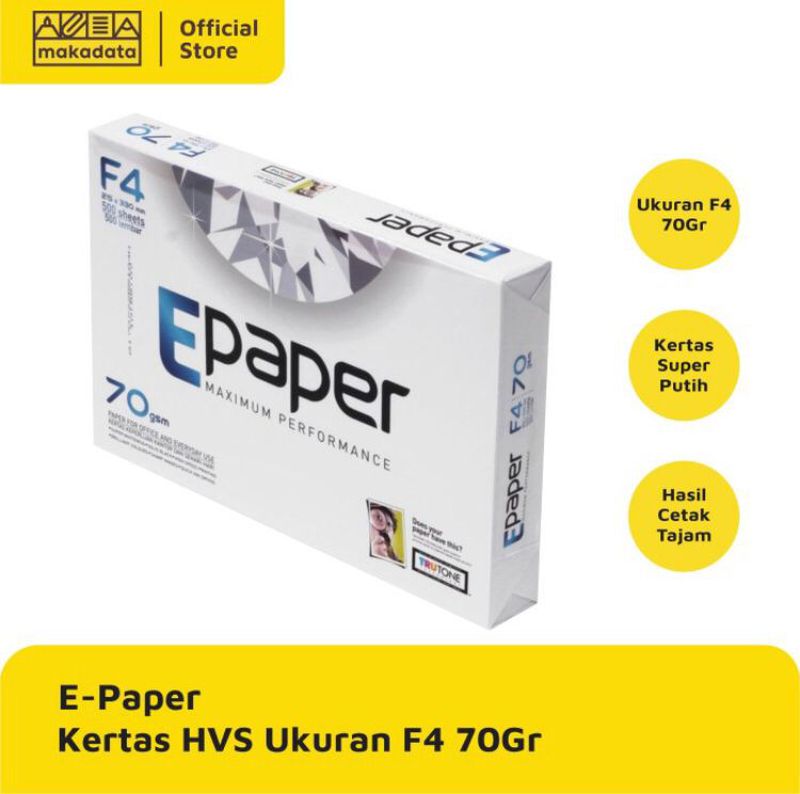 KERTAS HVS | PRINT | FOTOCOPY E-PAPER F4 70 GRAM