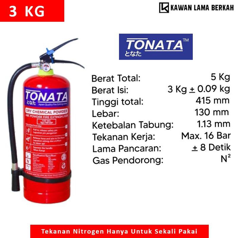 APAR 3 KG TONATA ABC Powder Set Komplit, ALAT PEMADAM API RINGAN TONATA ...