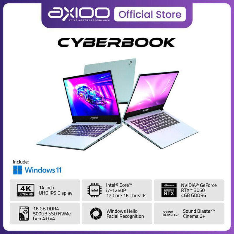 Axioo Laptop Cyberbook Core i7,Rtx 3050 Gpu 4GB, Lcd 14" 4K Ultra HD ...