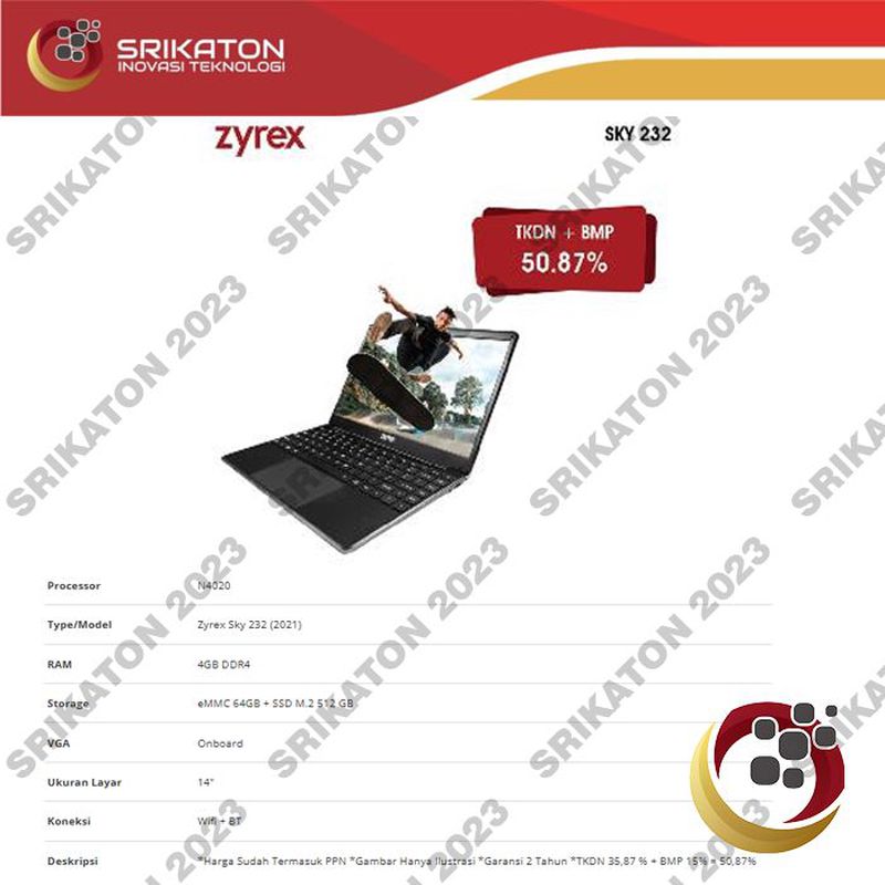 ZYREX NOTEBOOK SKY 232 (2021) GREY