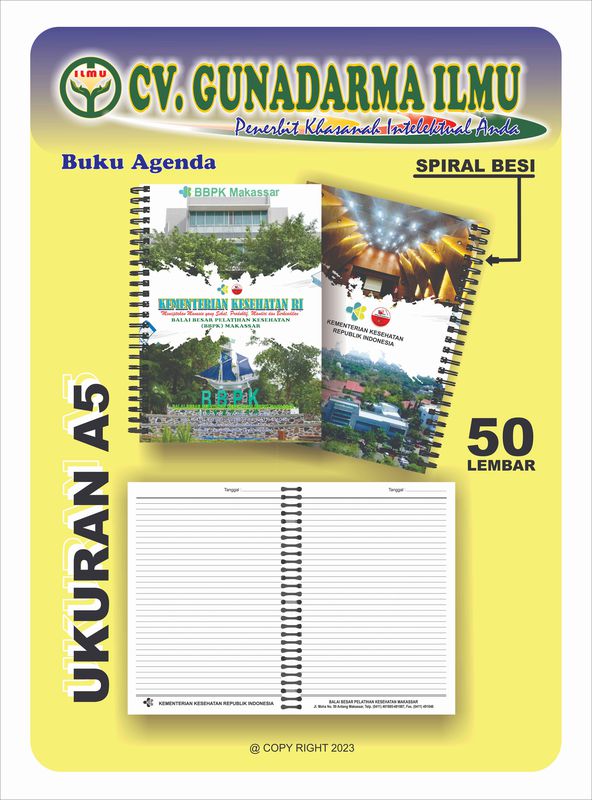 BUKU AGENDA (NOTE BOOK) UKURAN A5 ISI 50 LEMBAR BINDING BESI - Multicolor