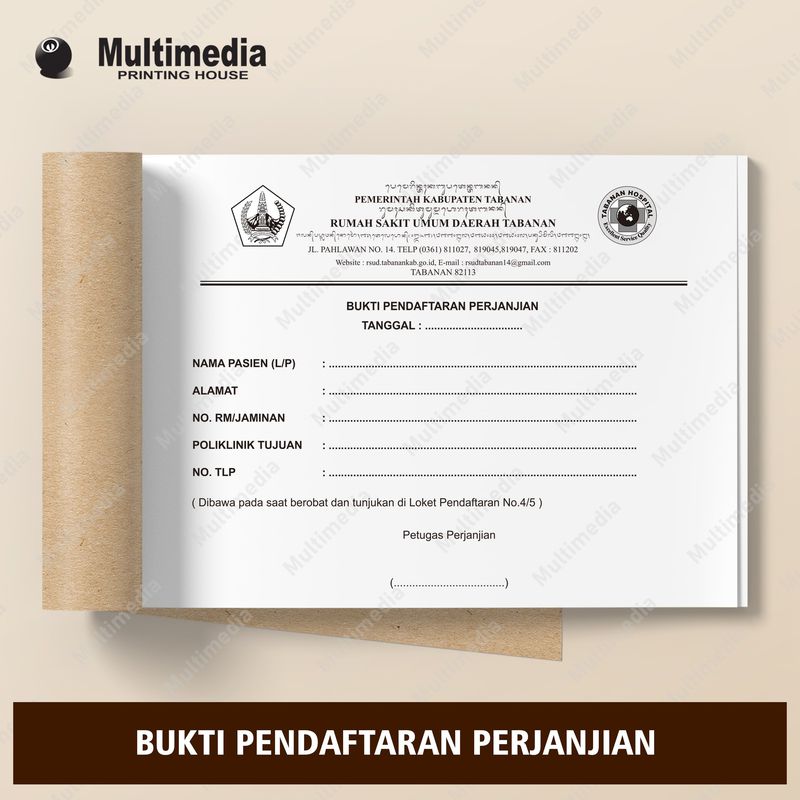 Blangko Bukti Pendaftaran Perjanjian