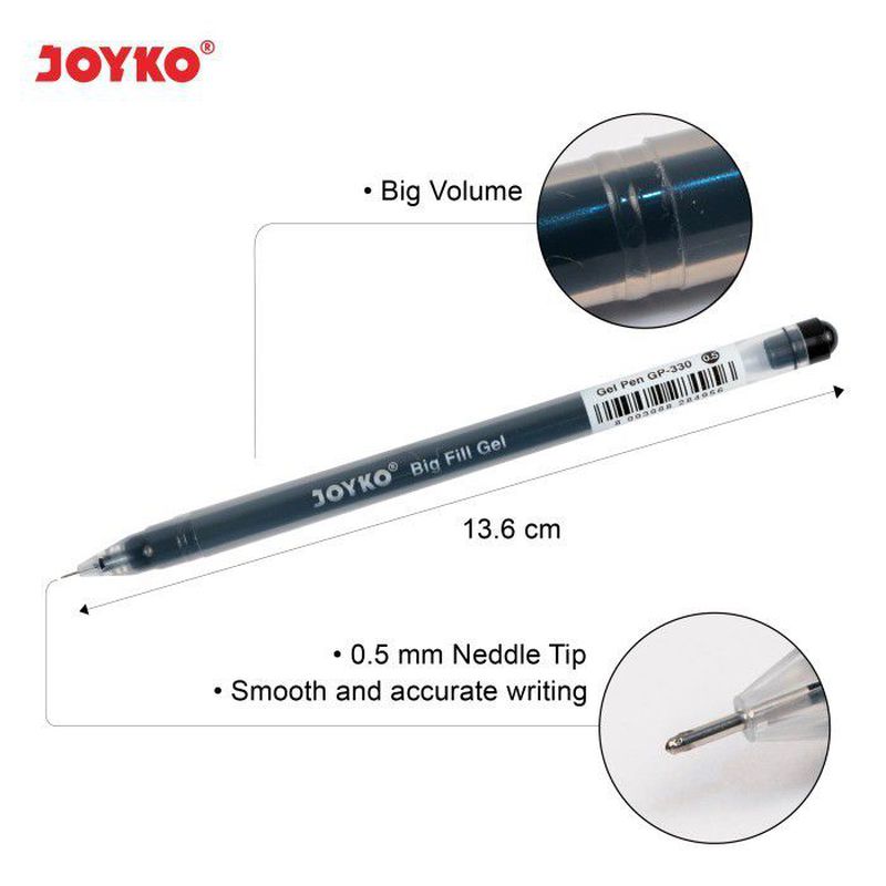 JOYKO Gel Pen Pulpen Big Fill Gel GP330 PAK 12pcs Pena Jel JOYKO GP-330