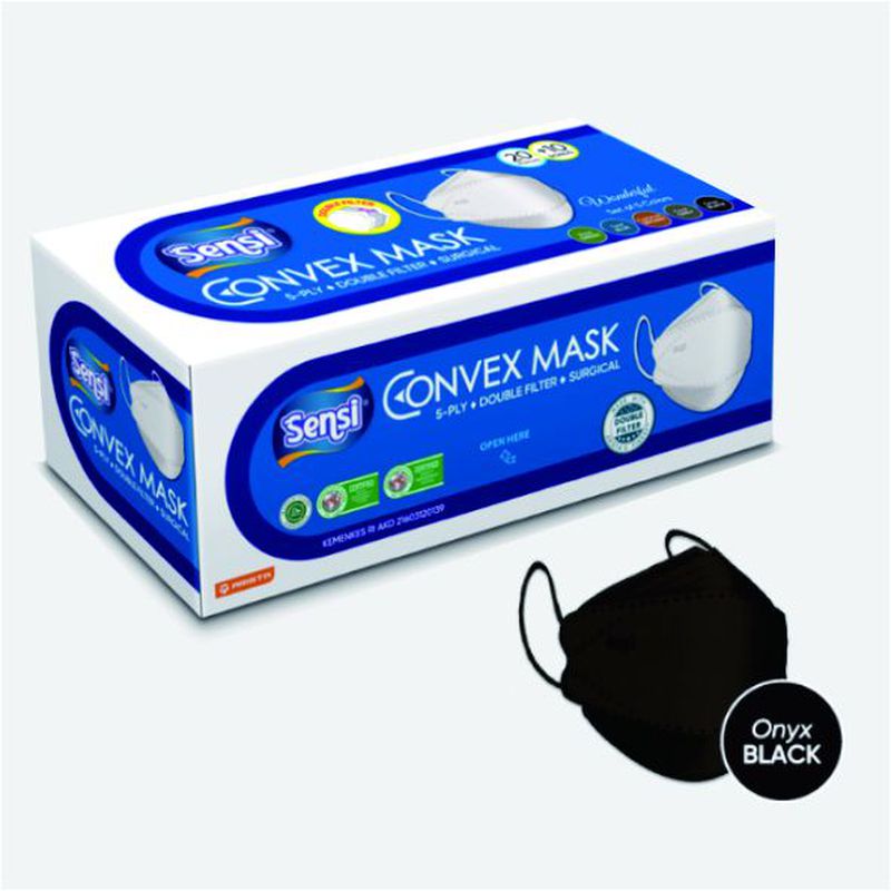 Masker Sensi Convex Mask 5 ply Black