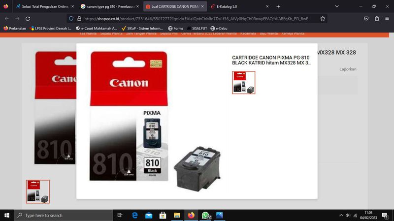 Catridge Printer Canon type pg 810 black / 811 colour original DPS