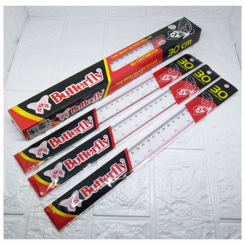 Penggaris Plastik Butterfly 30cm Mistar Plastik Butterfly 30cm Ruler