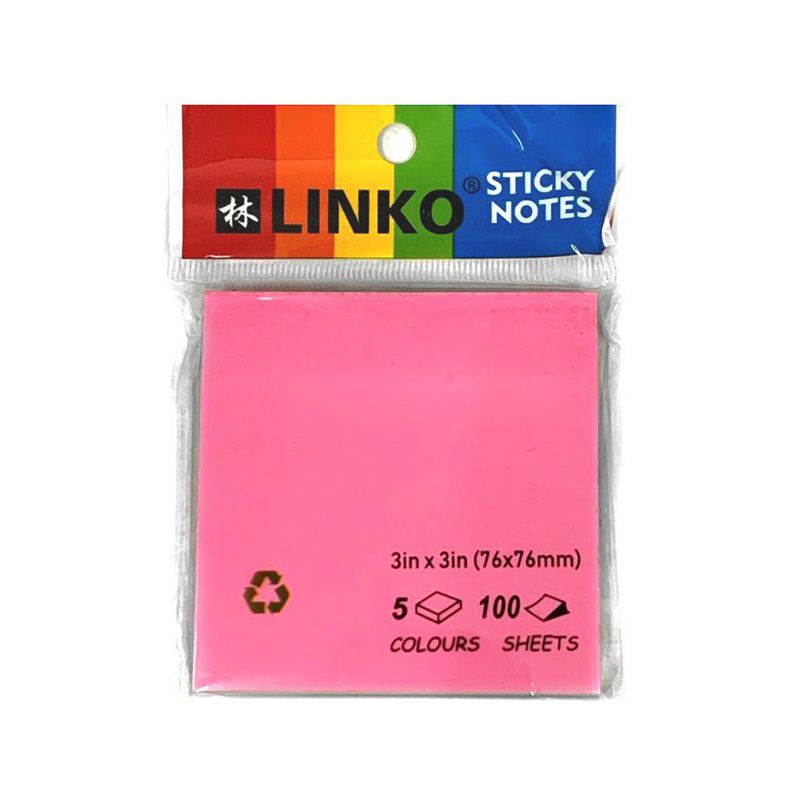 Sticky Notes LINKO 76 x 76 mm / Warna Tumpuk / Warna Warni, 1 Lusin