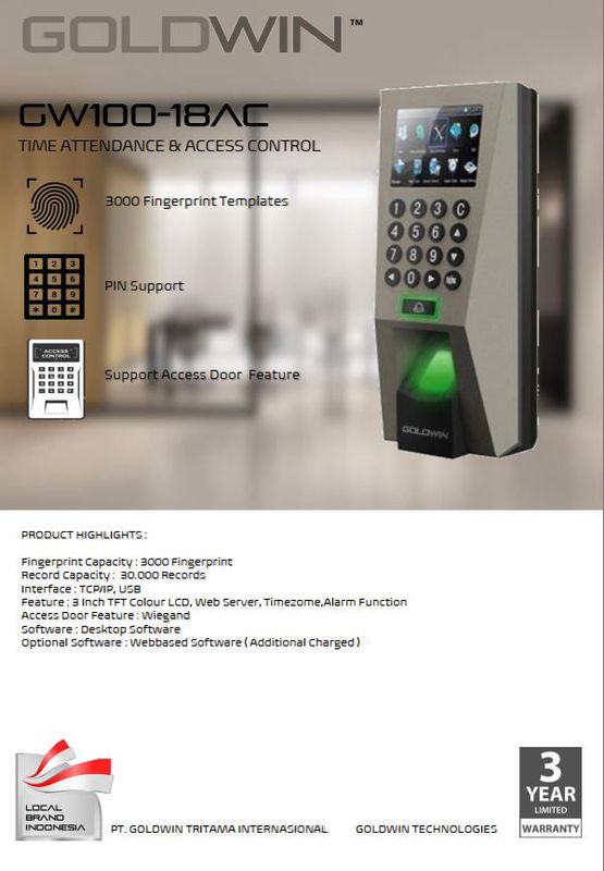 GOLDWIN FINGERPRINT ACCESS CONTROL