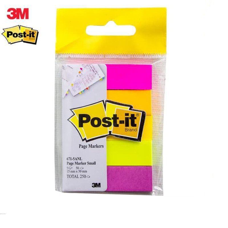 3M Post-it Page Markers / Penanda Halaman 671-5ANL 15x50mm 250 Lembar