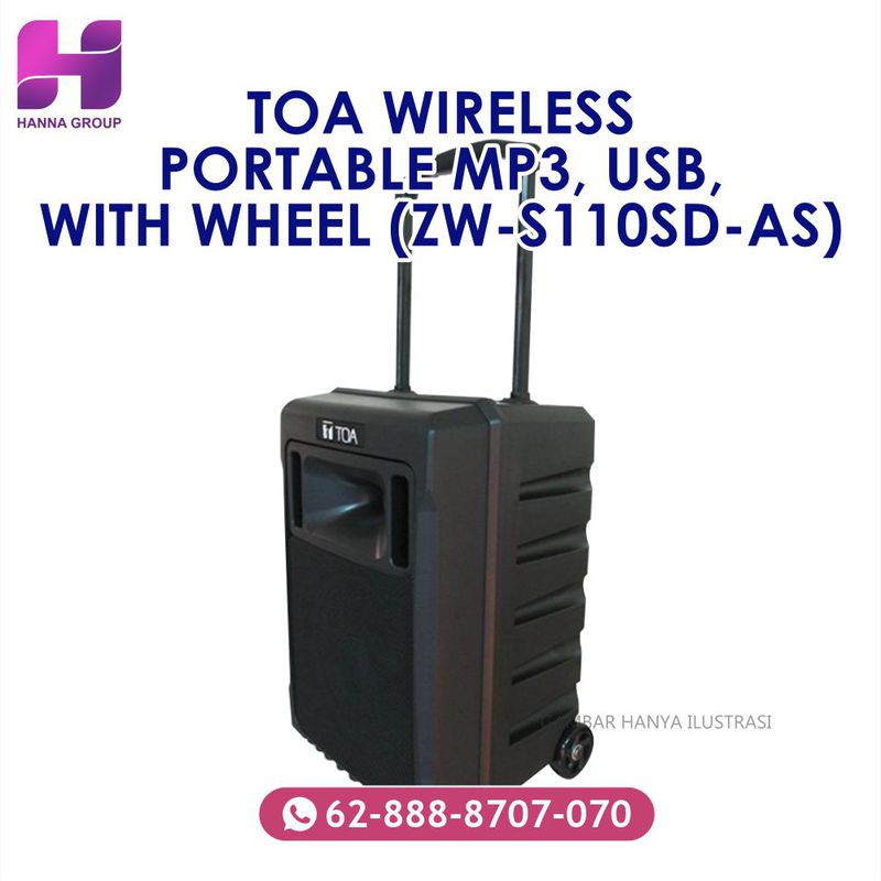 TOA WIRELESS PORTABLE MP3, USB, WITH WHEEL (ZW-S110SD-AS)