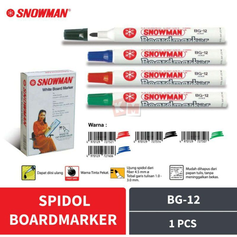 Spidol Whiteboard Snowman - Merah