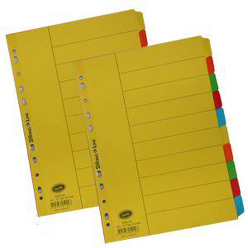 BANTEX Divider Cardboard Indexes Size A4 10 Pages 6050 Colour