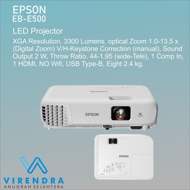 Proyektor EPSON EB E500 3300LUMENS XGA HDMI