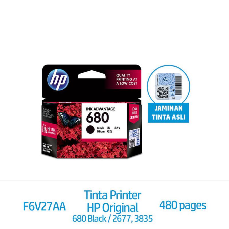 Tinta Printer HP Original 680 Black DeskJet 2135 2677 5276 - Black