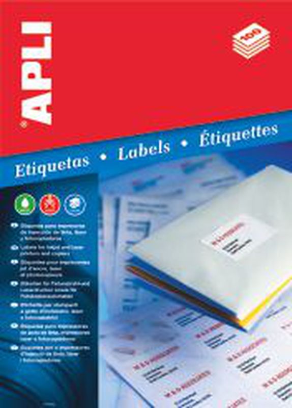 APLI Computer Labels Square Size 105 x 57mm 01278 @100 Sheet