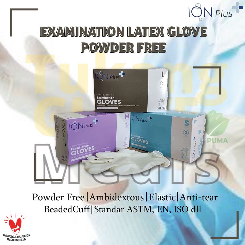 Sarung Tangan / Handscoon Latex Ion plus powder free - S, M, L