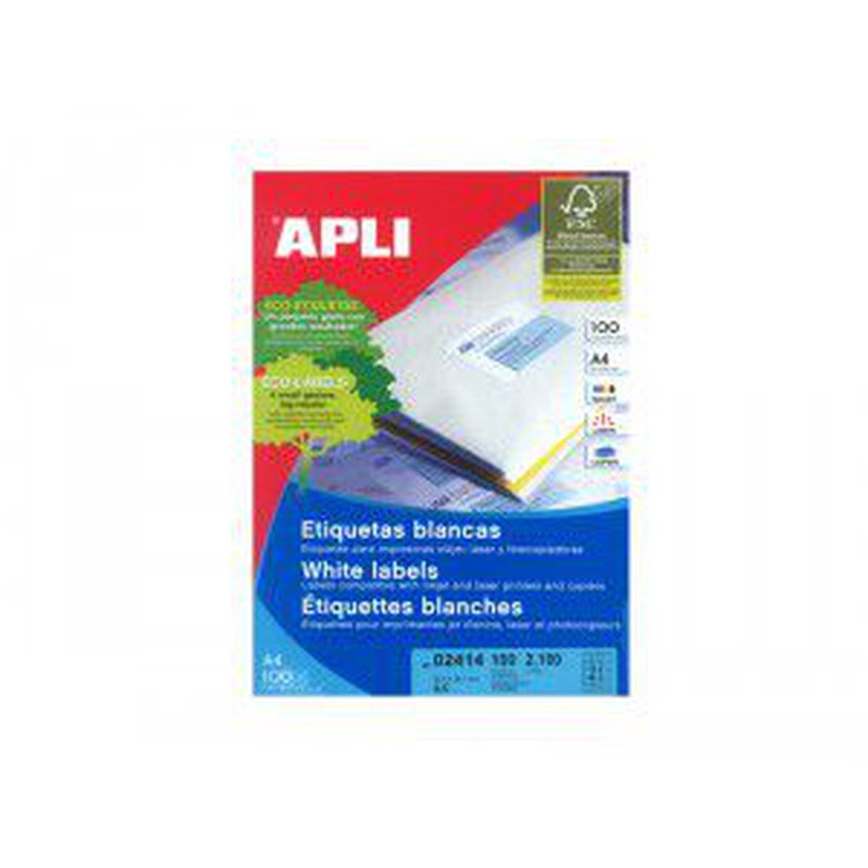 APLI Computer Labels Square Size 99.1 x 34mm 02418 @100 Sheet