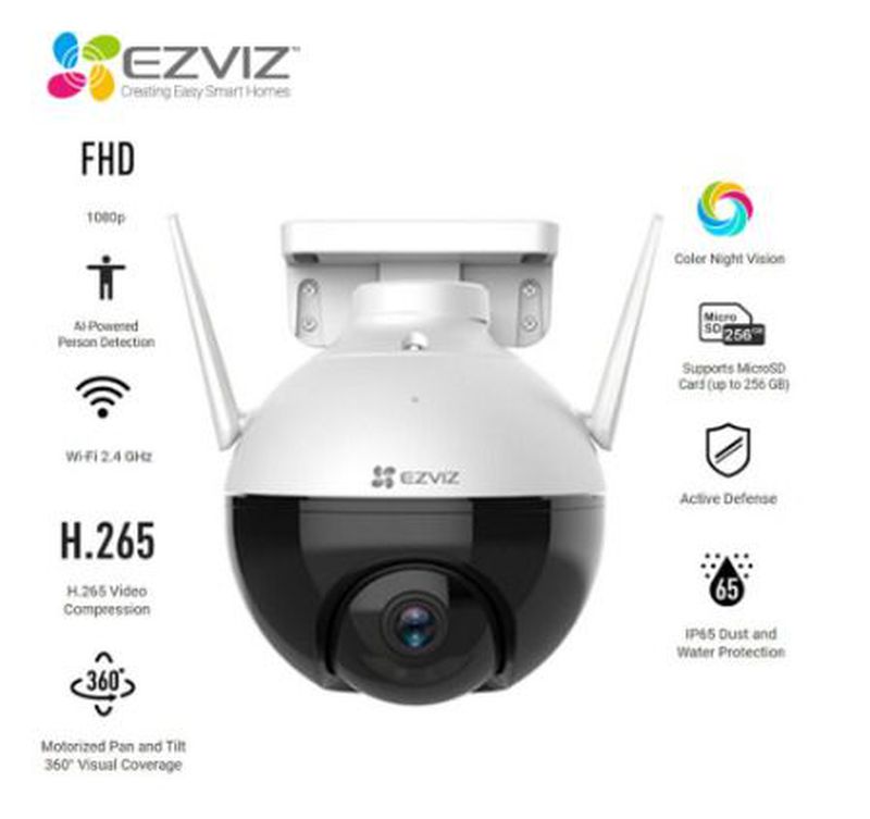 EZVIZ C8C Outdoor IP Camera Pan & Tilt 360 CCTV Wifi 2M IPCAM AI 1080P