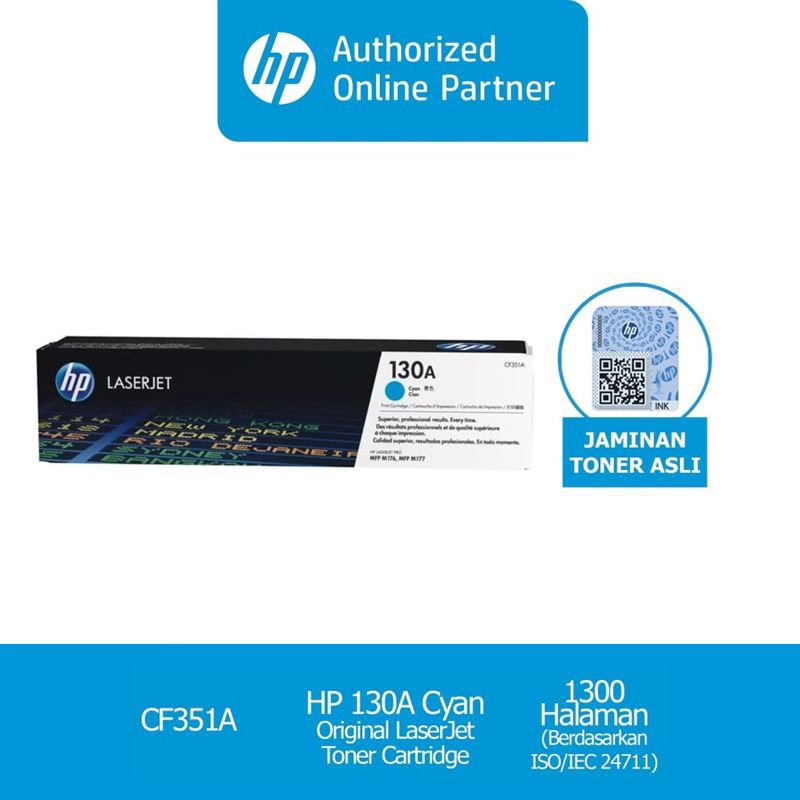 HP 130A Cyan Original LaserJet Toner Cartridge (CF351A)