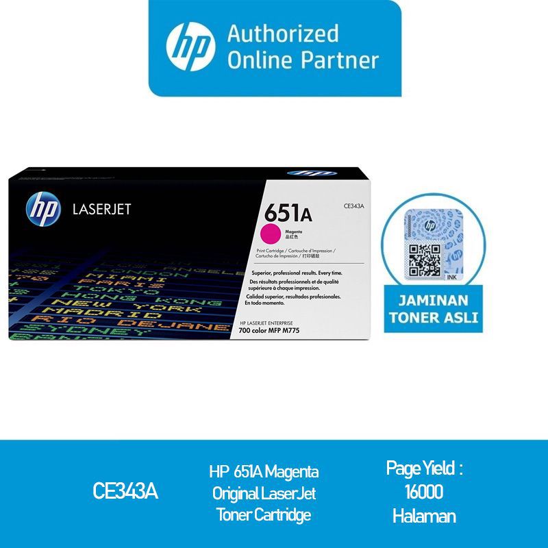 HP 651A Magenta Original LaserJet Toner Cartridge CE343A