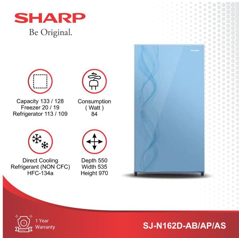 SHARP | SJ-N162D-AB/AP/AS Kulkas Satu Pintu Es