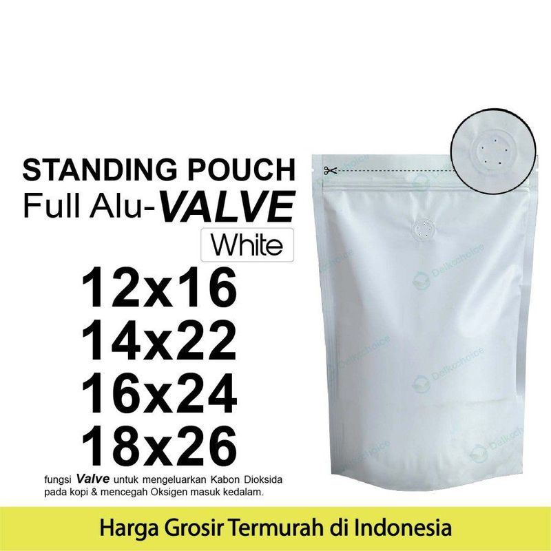 Standing Pouch Full Metalize Foil Ziplock Kemasan Makanan - Putih, 12cm ...