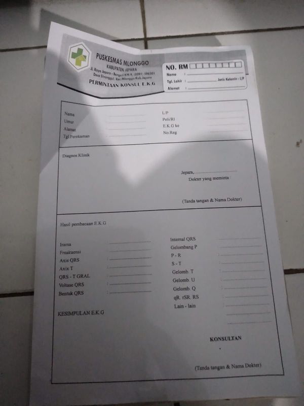 Blangko Permintaan Konsul EKG Puskesmas Mlonggo
