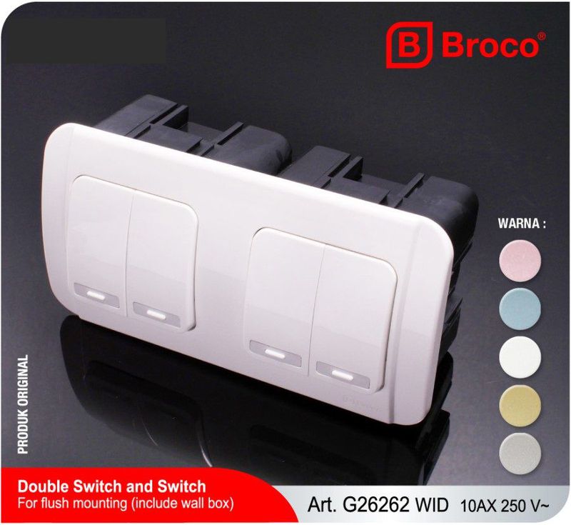 Broco Galleo G26262 Saklar Seri 2 Gang WID - Snow White