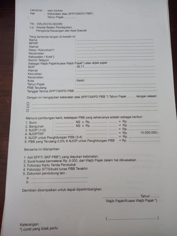cetak form keberatan