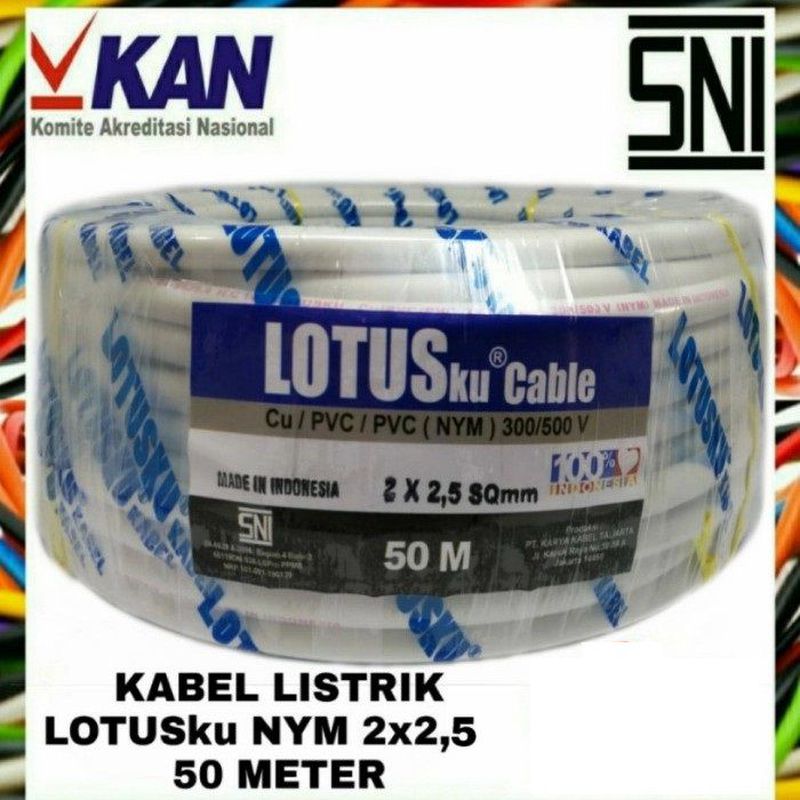 Kabel Listrik Kawat LOTUS NYM 2x2,5 2x2.5 50 Meter