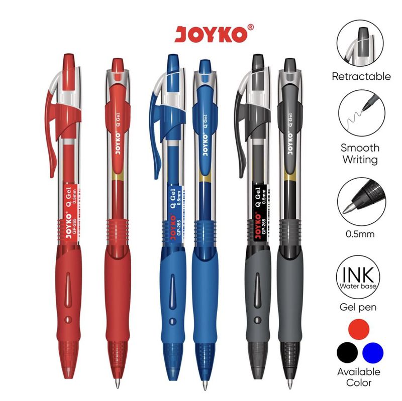 Gel Pen Pulpen Pena Joyko GP-265 Q Gel 0.5 mm - Hitam