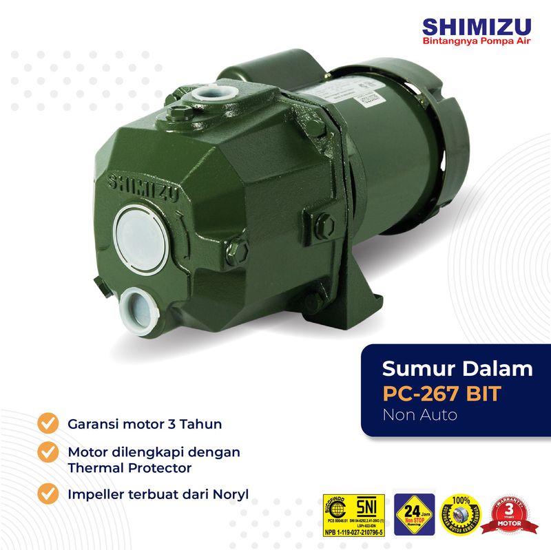 SHIMIZU PC 267 BIT Pompa Sumur Dalam / Jet Pump *TANPA OTOMATIS & Tangki
