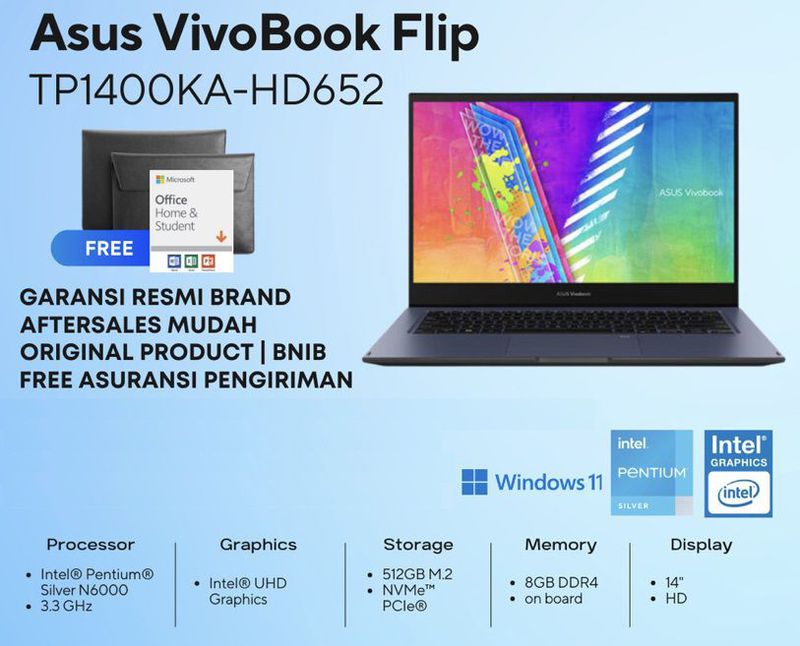 Asus VivoBook Flip TP1400KA-HD652 Quiet Blue