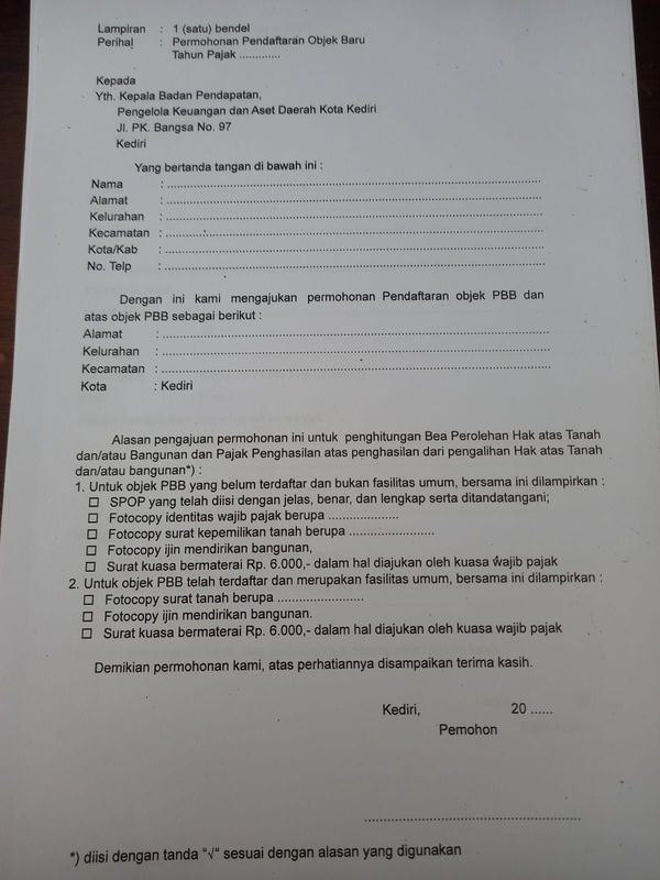 Cetak Form Objek Baru