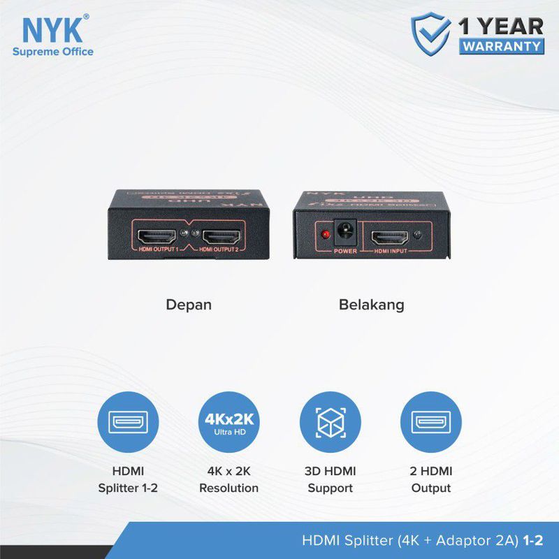 HDMI Splitter 2 port 4Kx2K UHD