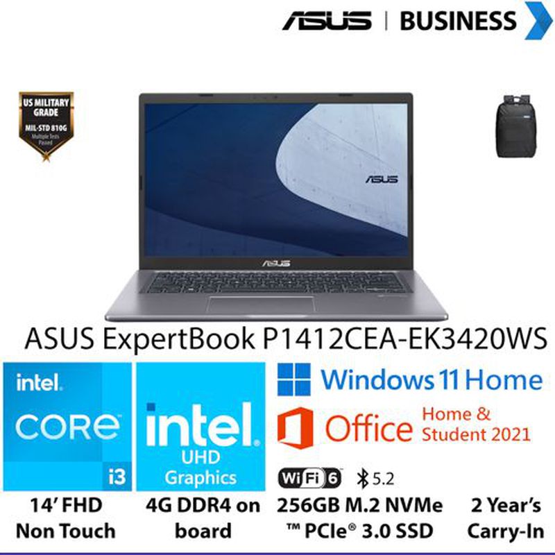 ASUS NB P1412CEA-EK3420WS I3/UMA/4/256 W11H-OHS 2Y