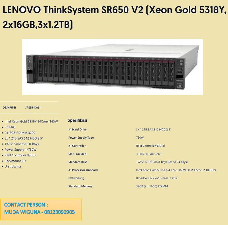 SERVER LENOVO ThinkSystem SR650 V2