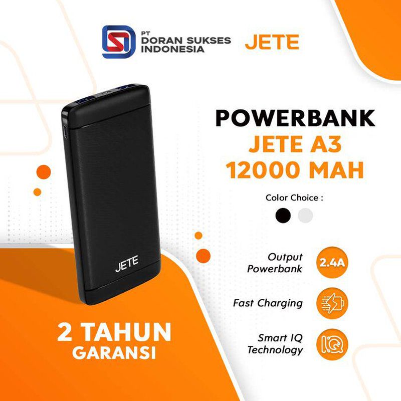 Power Bank 12000 MaH Powerbank Fast Charging JETE A3 - Garansi 2 Tahun ...